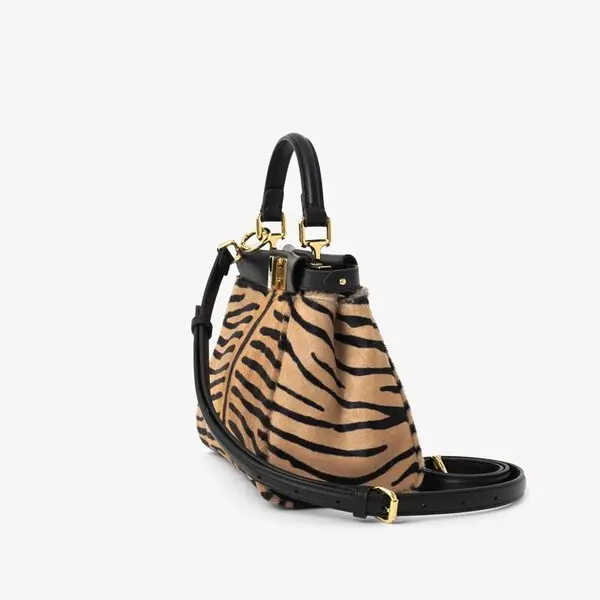 Fendi Peekaboo Mini Bag In Pony-effect Calfskin With Tiger Print