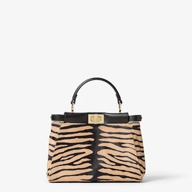 Fendi Peekaboo Mini Bag In Pony-effect Calfskin With Tiger Print