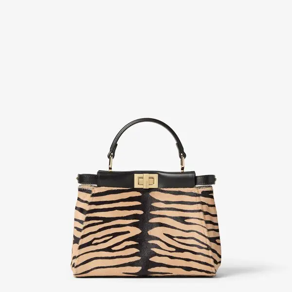 Fendi Peekaboo Mini Bag In Pony-effect Calfskin With Tiger Print