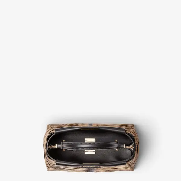 Fendi Peekaboo Mini Bag In Pony-effect Calfskin With Tiger Print - Brown