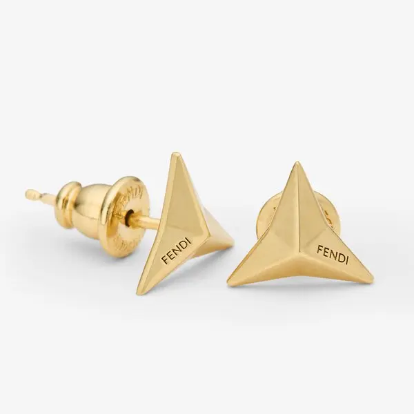 Fendi Sign Stud Earrings - Gold