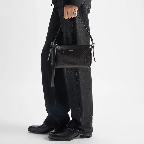 Fendi Small Zip Top Bag In Calfskin