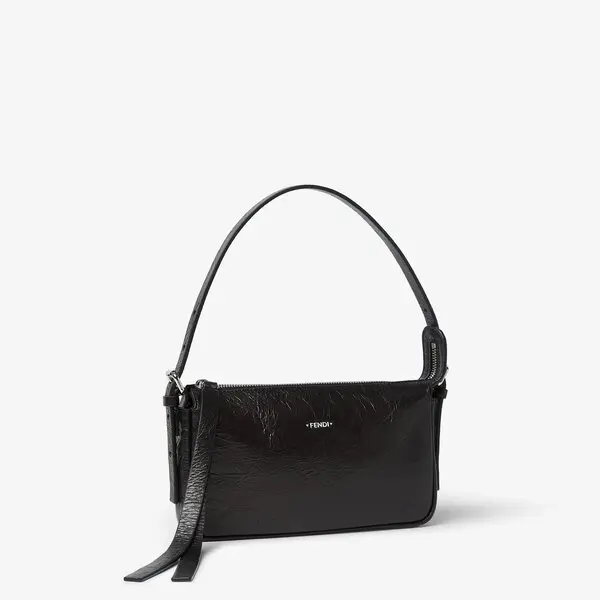 Fendi Small Zip Top Bag In Calfskin - Black
