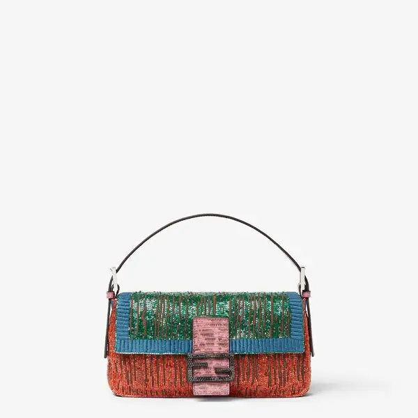 Fendi Baguette 26424 Hand-embroidered Beaded Bag - Multicolour
