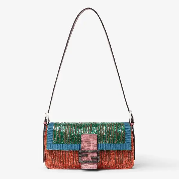 Fendi Baguette 26424 Hand-embroidered Beaded Bag