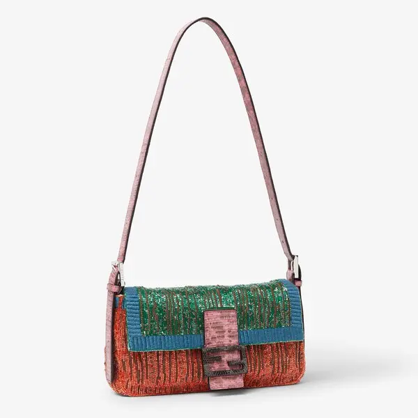Fendi Baguette 26424 Hand-embroidered Beaded Bag