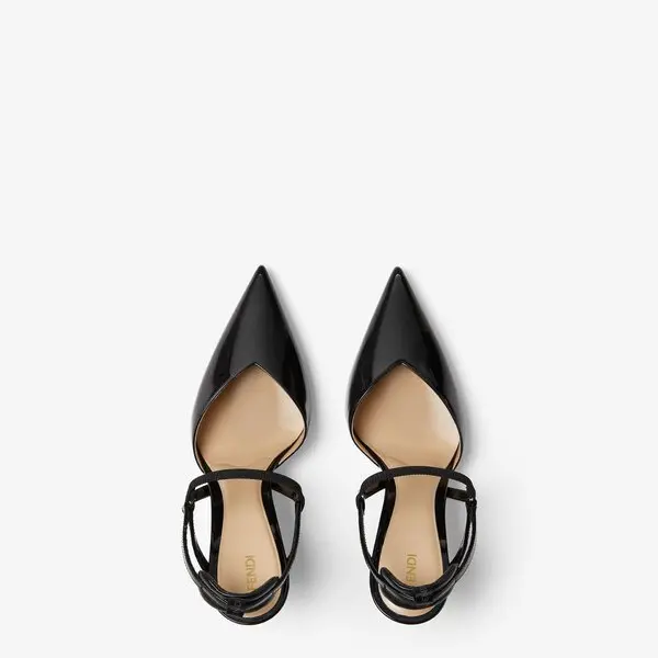 Fendi Very Colibrì Slingbacks In Patent Calfskin - Black