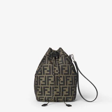 Fendi Ff Light Drawstring Pouch Medium - Brown