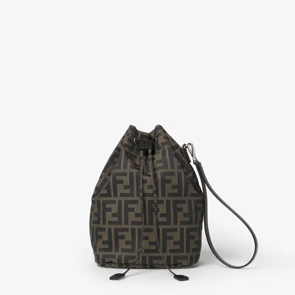 Fendi Ff Light Drawstring Pouch Medium - Brown