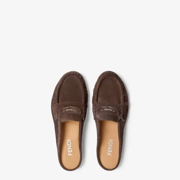 Fendi Suede Moccasin Sabots