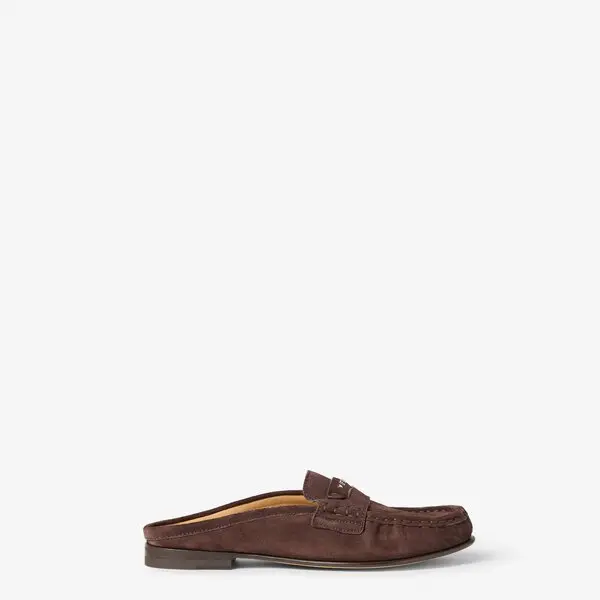 Fendi Moccasin-style Sabots In Suede - Brown