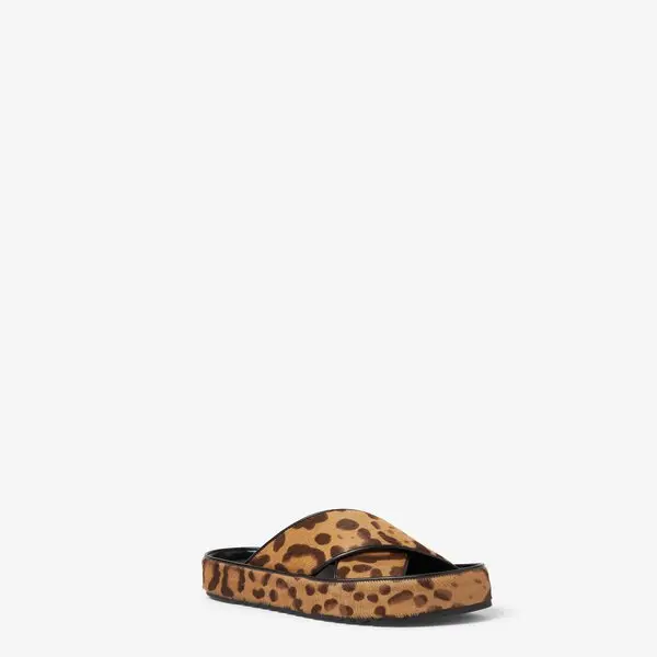 Fendi Animalier Print Hair-on Leather Slides