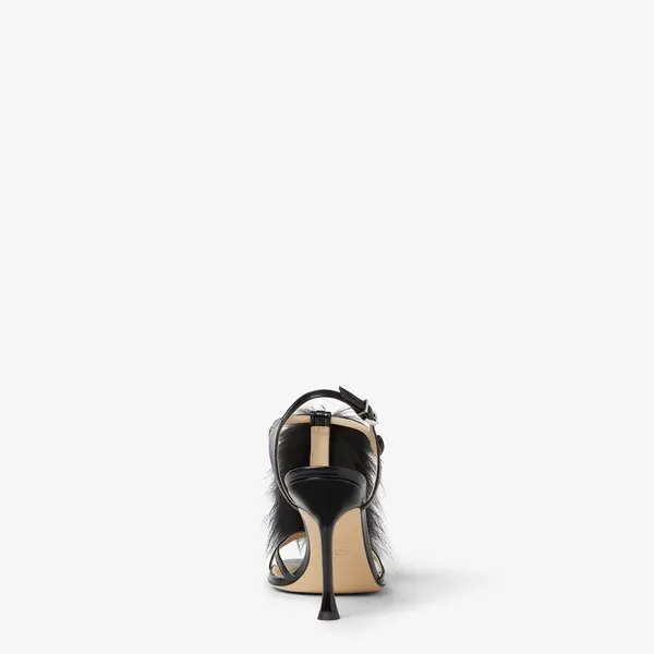 Fendi Noir Calf Leather Stiletto Sandals
