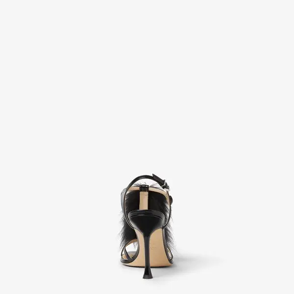 Fendi Noir Calf Leather Stiletto Sandals