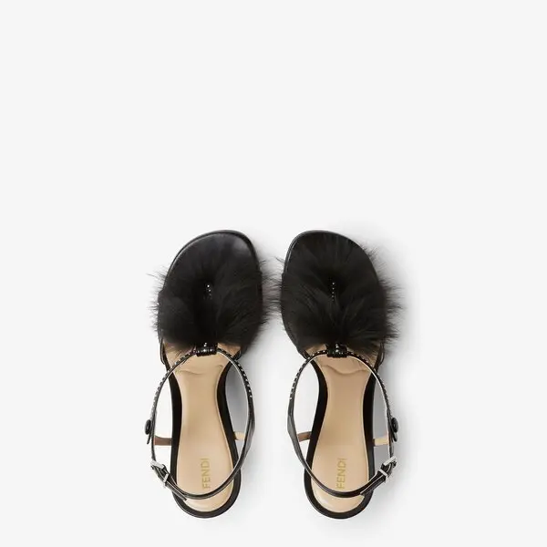 Fendi Noir Calf Leather Stiletto Sandals