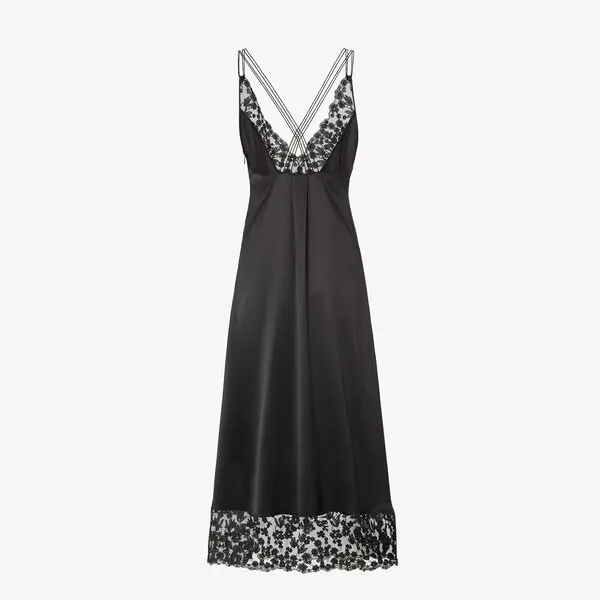 Fendi Silk Midi Slip Dress With Embroidered Straps