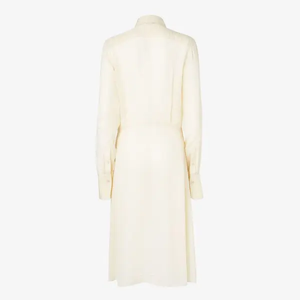 Fendi Silk Chevron Jacquard Midi Shirt Dress