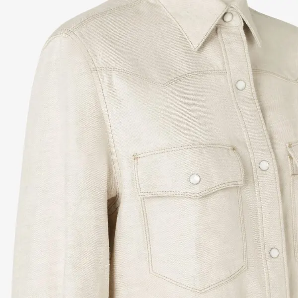 Fendi Selleria Long-sleeve Denim Shirt - White