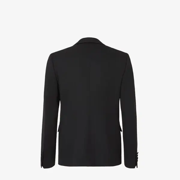 Fendi Grain De Poudre Wool Jacket With Peak Lapel