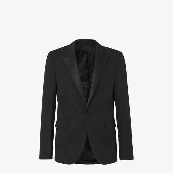 Fendi Grain De Poudre Wool Jacket With Peak Lapel