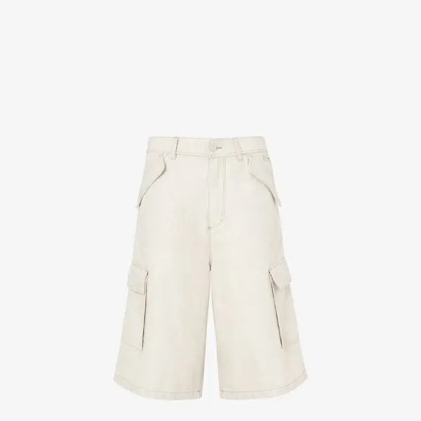 Fendi Selleria Wide-leg Cargo Bermuda Shorts - White