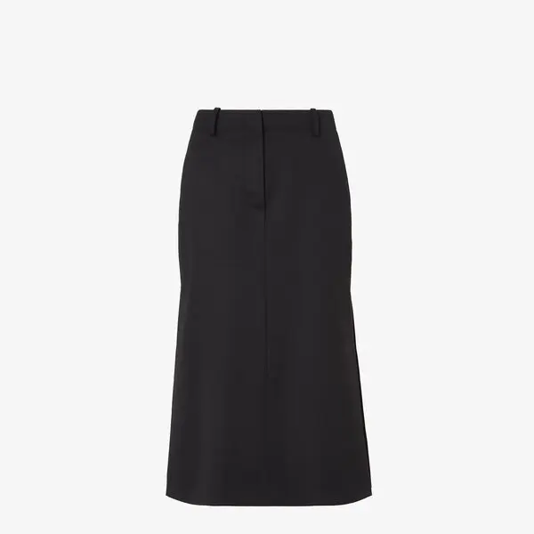 Fendi Grain De Poudre Wool Midi Skirt - Black