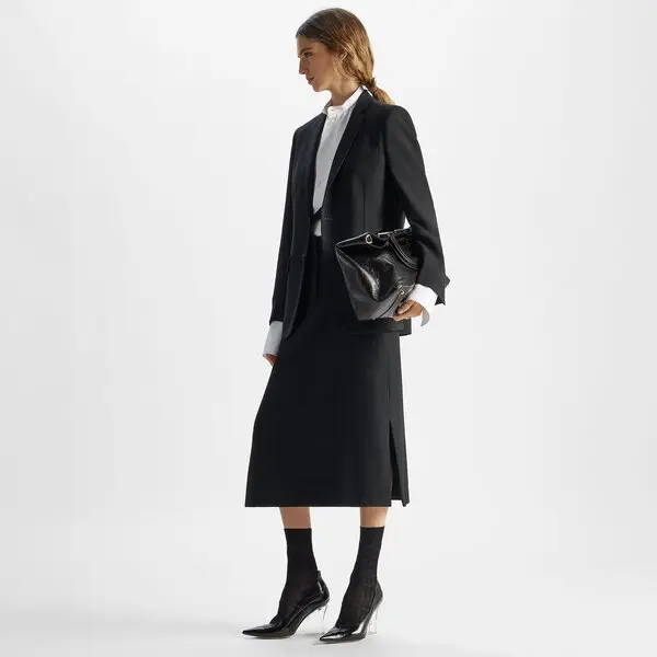 Fendi Grain De Poudre Wool Midi Skirt