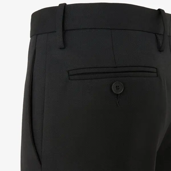 Fendi Grain De Poudre Wool Trousers - Black