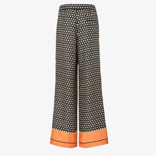 Fendi Silk Georgette Trousers With Optical Waves Motif