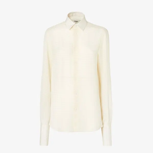 Fendi Jacquard Weave Silk Shirt - White