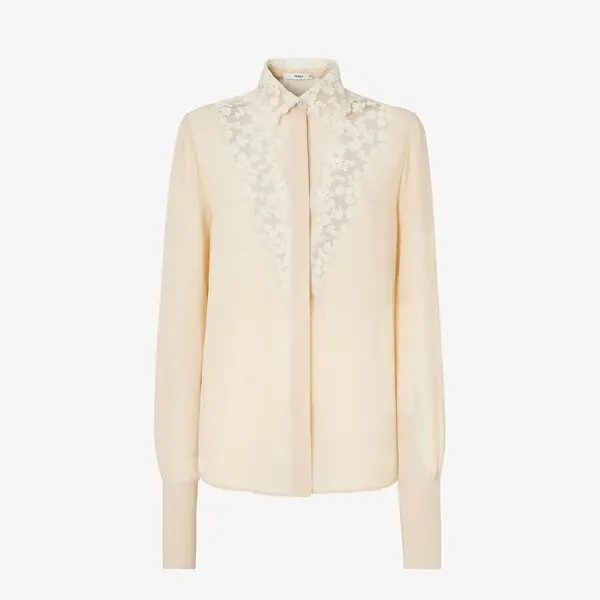Fendi Georgette Shirt With Peonia Lace Inserts