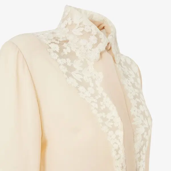 Fendi Georgette Shirt With Lace Inserts - Beige