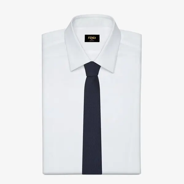 Fendi Ff Motif Silk Neck Tie - Blue