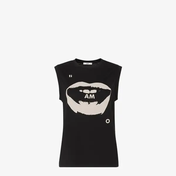 Fendi Ti Amo Graphics Sleeveless Top - Black