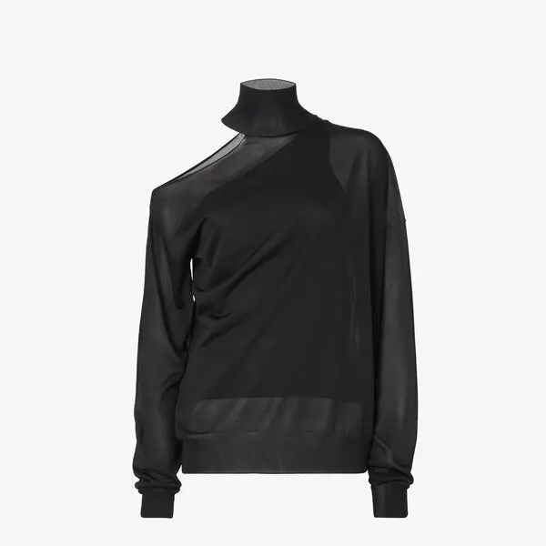 Fendi Silk Organza Turtleneck Jumper With Cut-out Detail