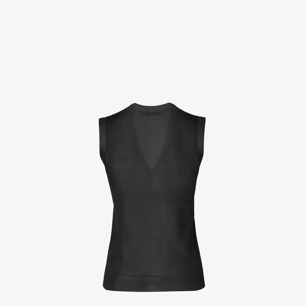Fendi V-neck Sleeveless Silk Organza Top