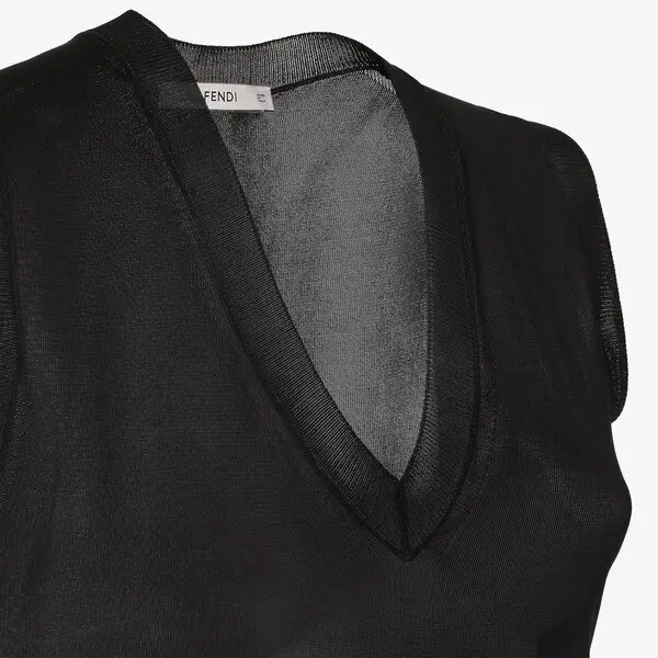 Fendi V-neck Sleeveless Silk Organza Top