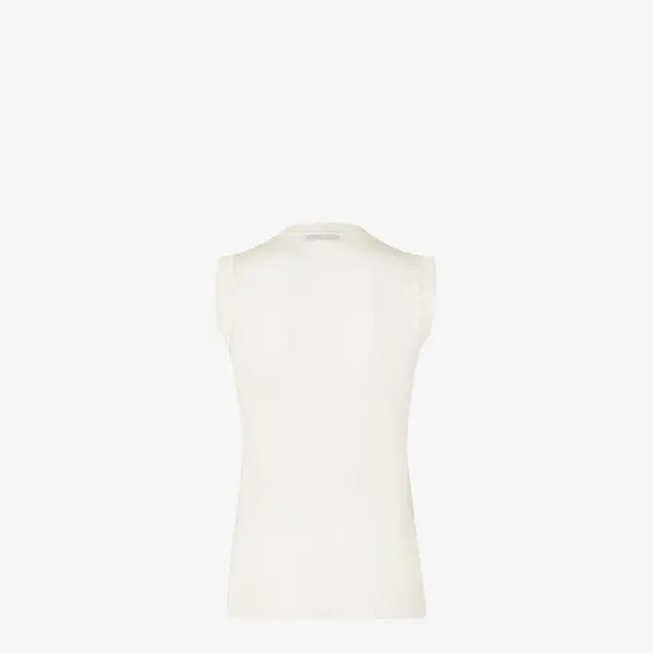 Fendi Ivory Silk Organza V-neck Top