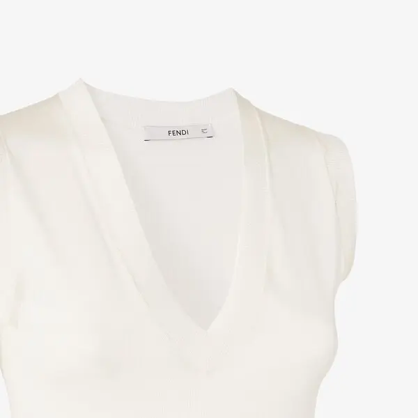 Fendi Ivory Silk Organza V-neck Top