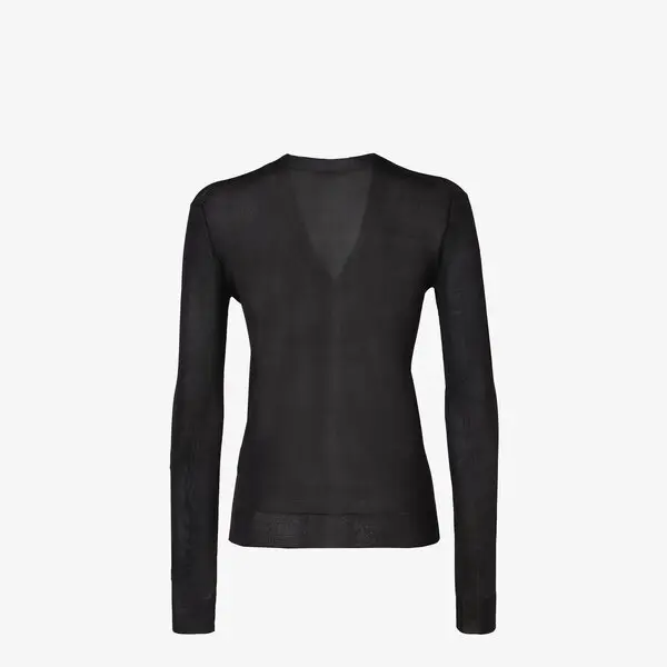 Fendi Ivory Silk Organza V-neck Jumper