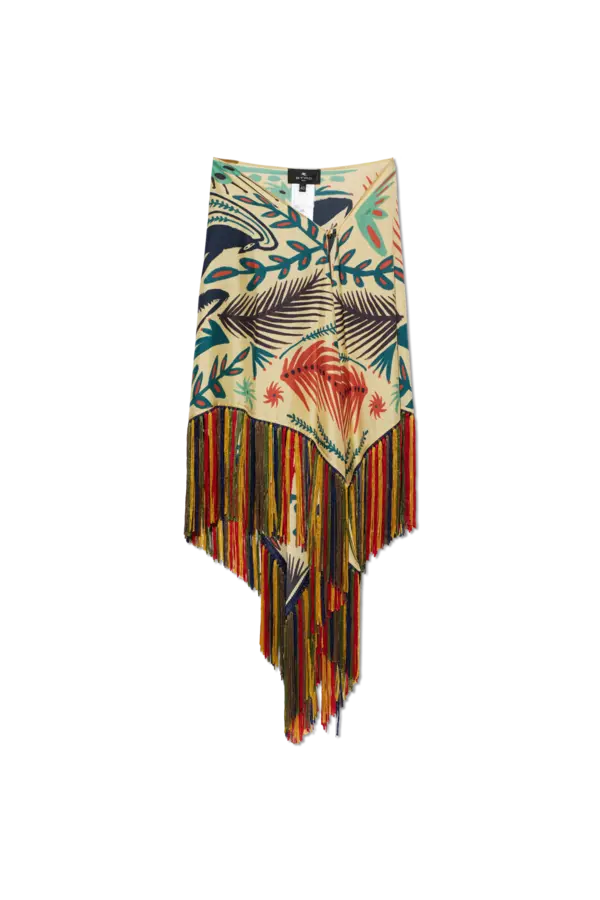 Etro Silk Skirt With Fringes - Multicolour