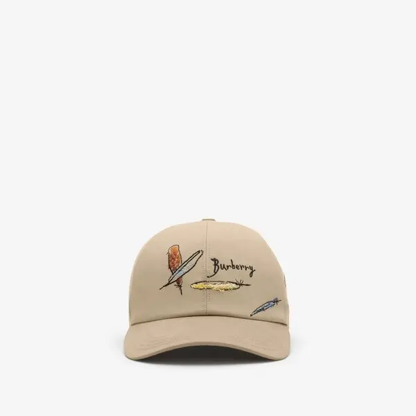 Burberry Feather Embroidered Cotton Baseball Cap