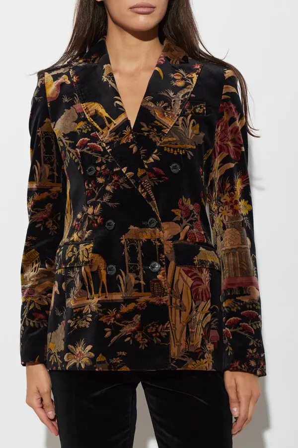 Etro Velvet Blazer With Colorful Print