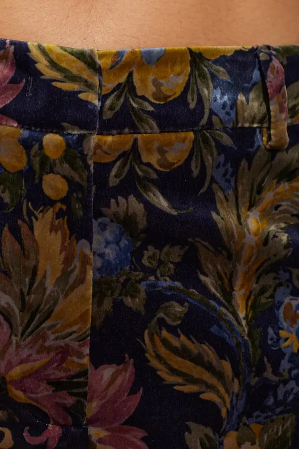 Etro Velvet Trousers With A Floral Motif