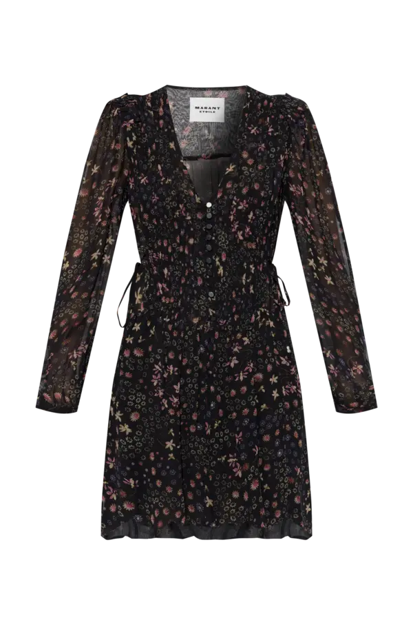 MARANT ETOILE Floral Print Mini Dress - Black