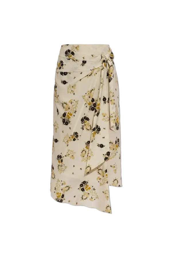 Isabel Marant Étoile Faniry' Silk Floral Print Wrap Midi Skirt - Cream
