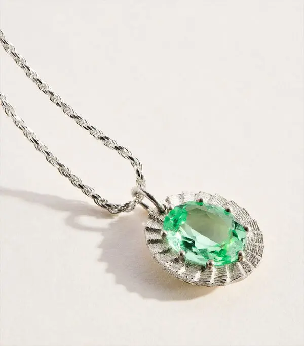 BLEUE BURNHAM Sterling And Sapphire Pleated Pendant Necklace