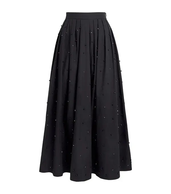 Maje Cotton Embellished Midi Skirt