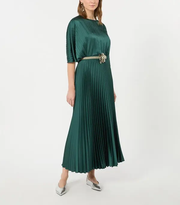 Max Mara Satin Pleated Maxi Skirt