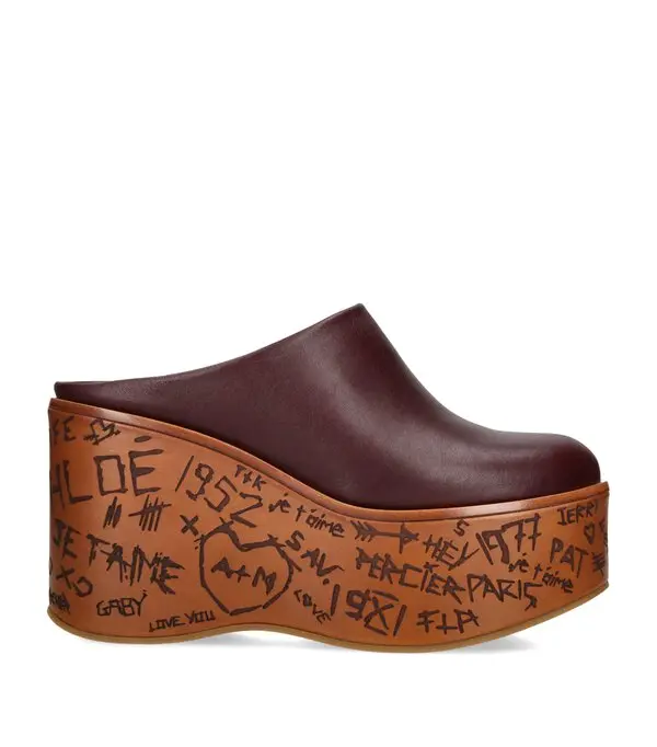 Chloé Leather Wedge Mules 80